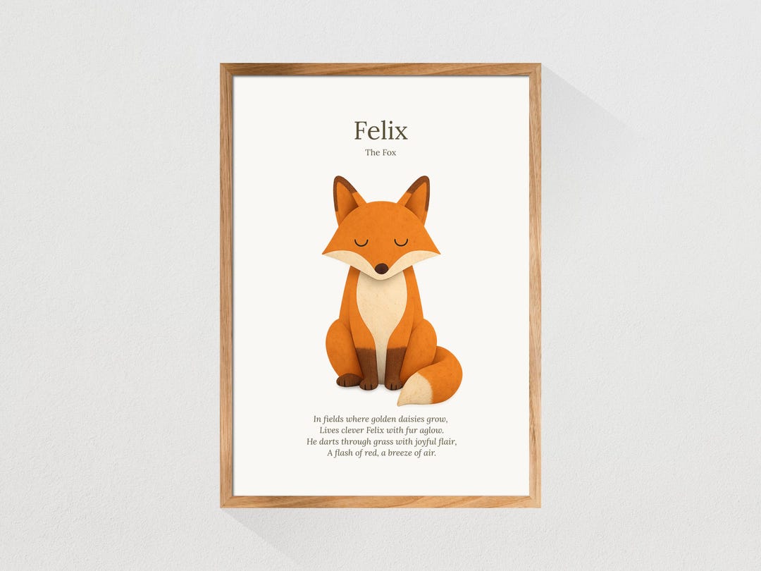 Felix the Fox Nursery Print | Garden Animal Poem Print | Children's ...