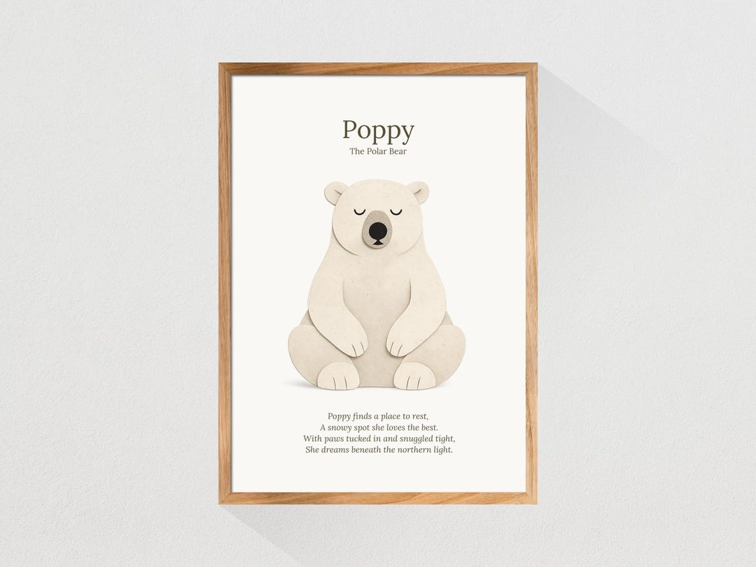 Poppy the Polar Bear Nursery Print | Animal Poem Print | Children's ...