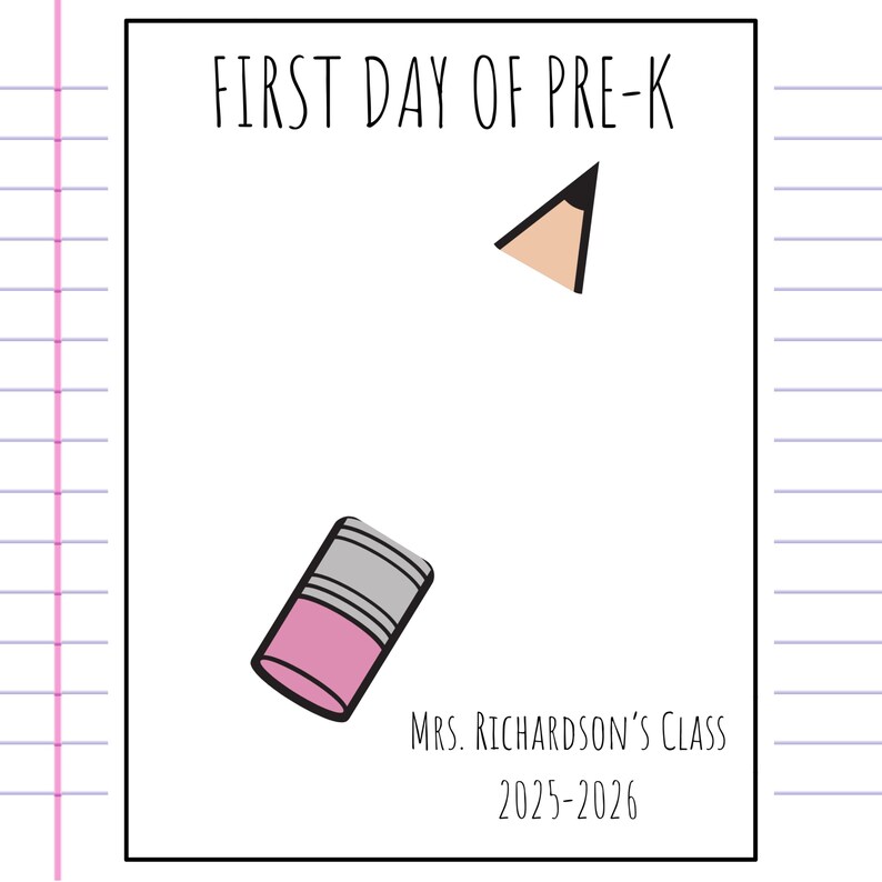 Pre-k Handprint Art: First Day of School Pencil Keepsake (digital ...