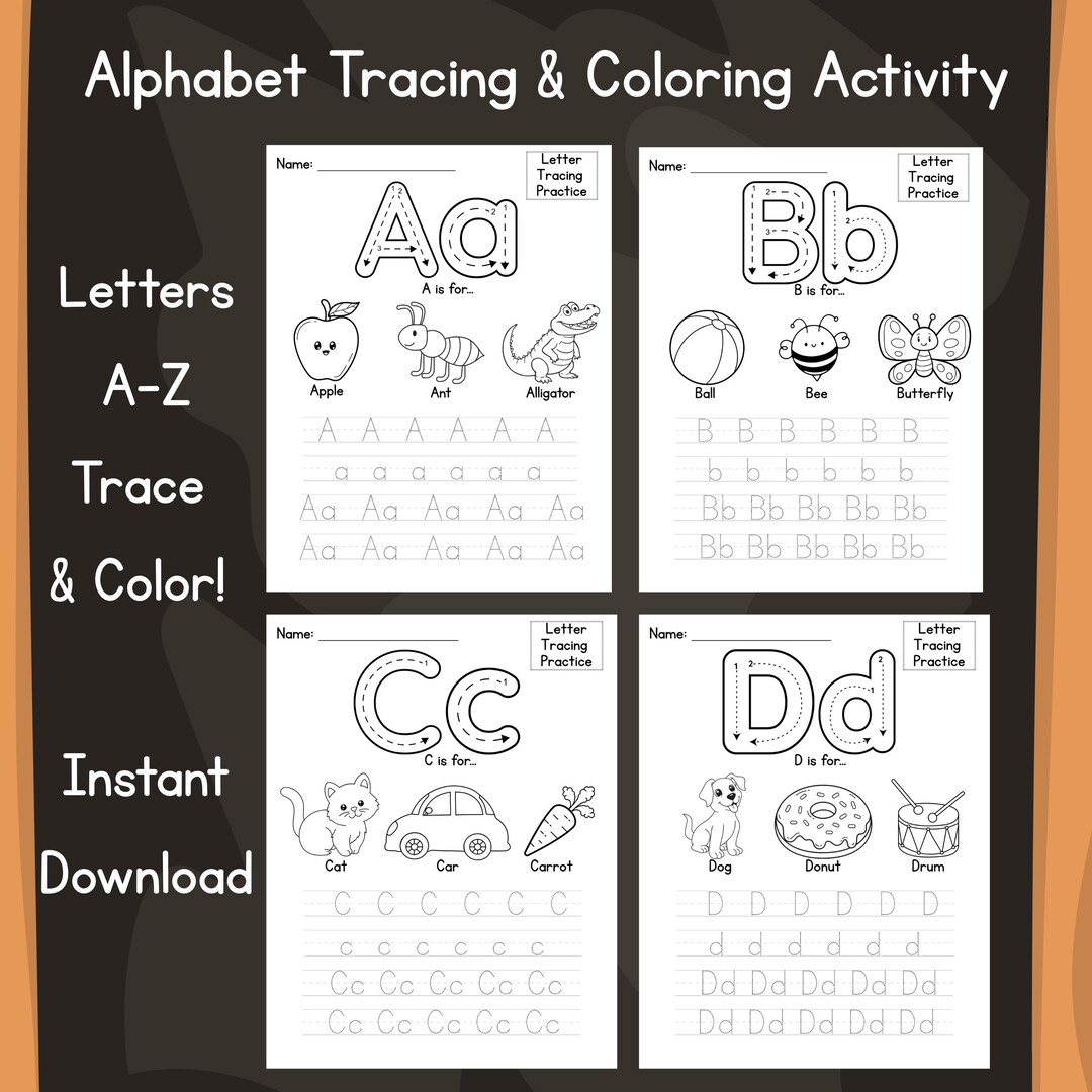 Alphabet Tracing Activity: A-Z Letter Coloring & Handwriting Practice ...