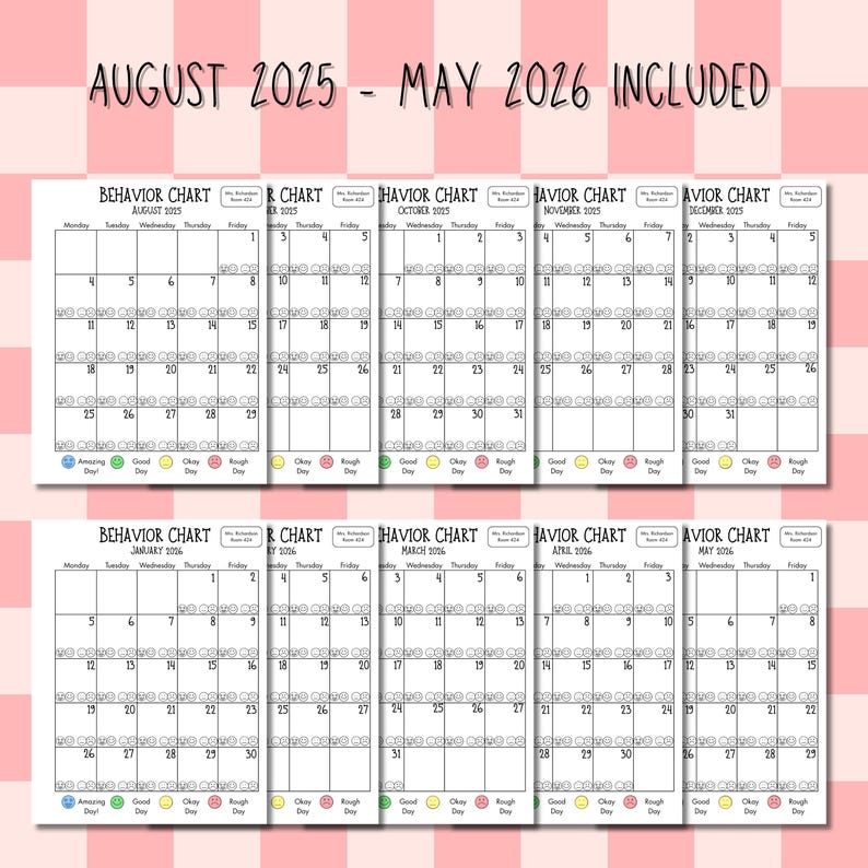 Editable Student Behavior Chart: Teacher Tool, August 2024-may 2025 ...