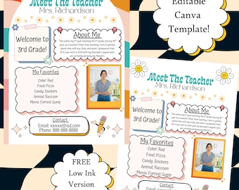 Retro Student Information Sheet: Editable Teacher Canva Template ...