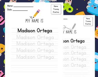 Editable Name Tracing Template: Pre-k Handwriting Practice (canva ...
