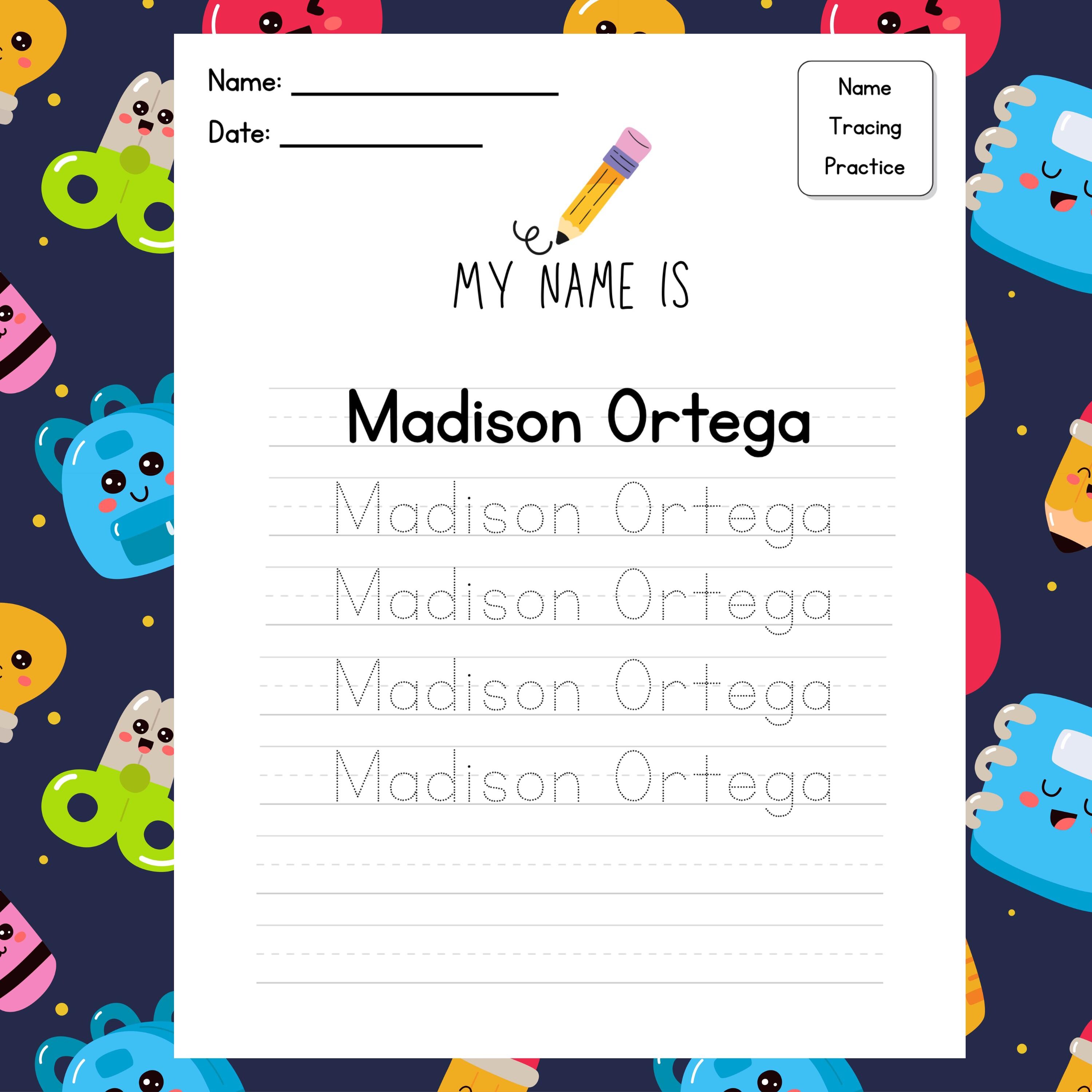 Editable Name Tracing Template: Pre-k Handwriting Practice (canva ...