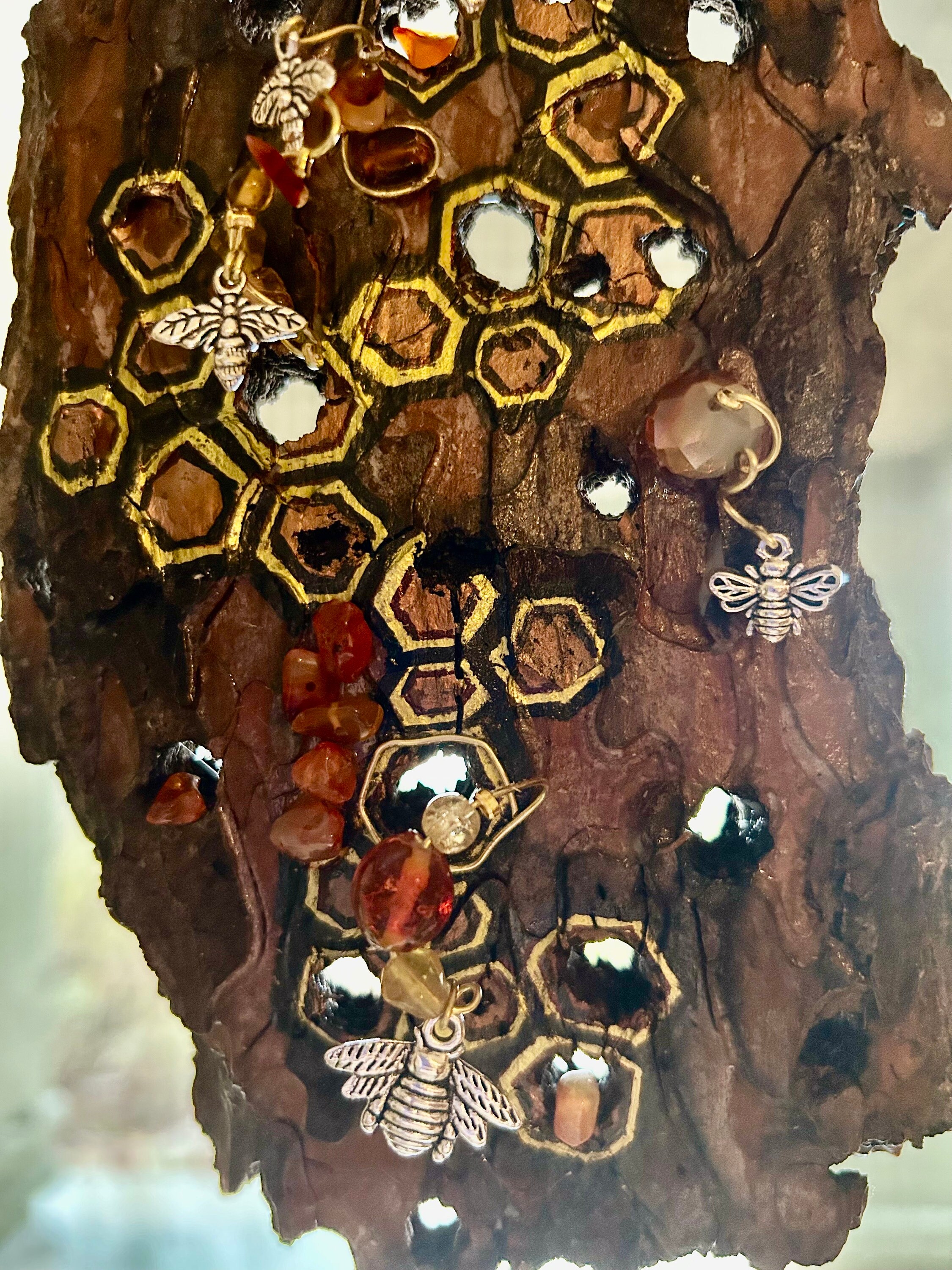 Beehive Art. Honeycomb Hanging. Honeybee Art on Wood. Original Handmade ...