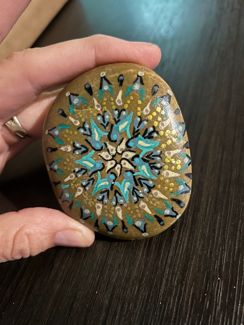 Original Abstract Art Work on Stone- Sold as a Set of 4. Mandals ...