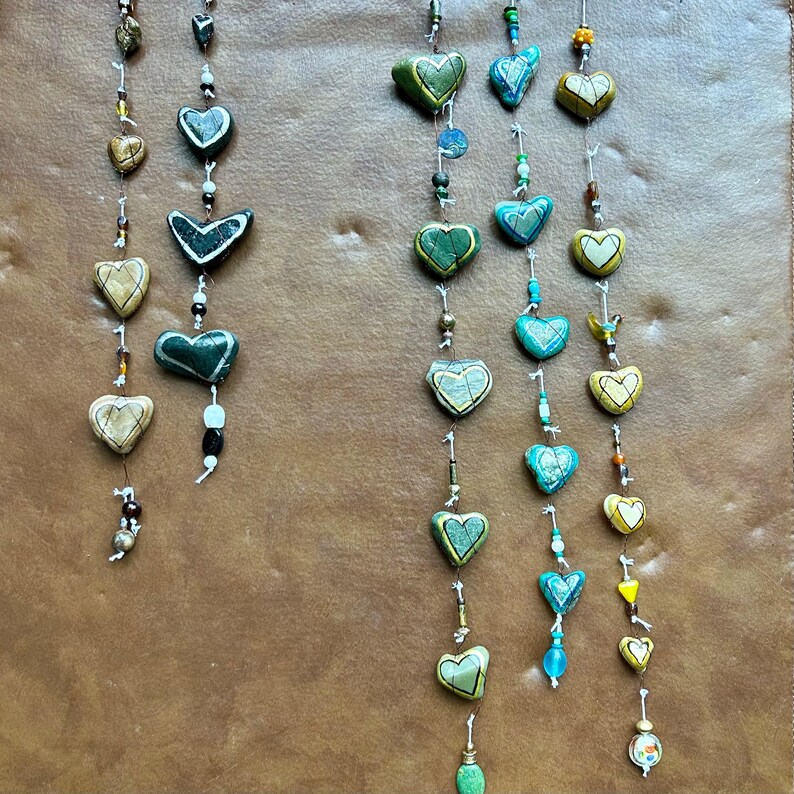 Heart Rock Hanging: Salish Sea Stone Art, Copper Wrapped, Hand-painted ...