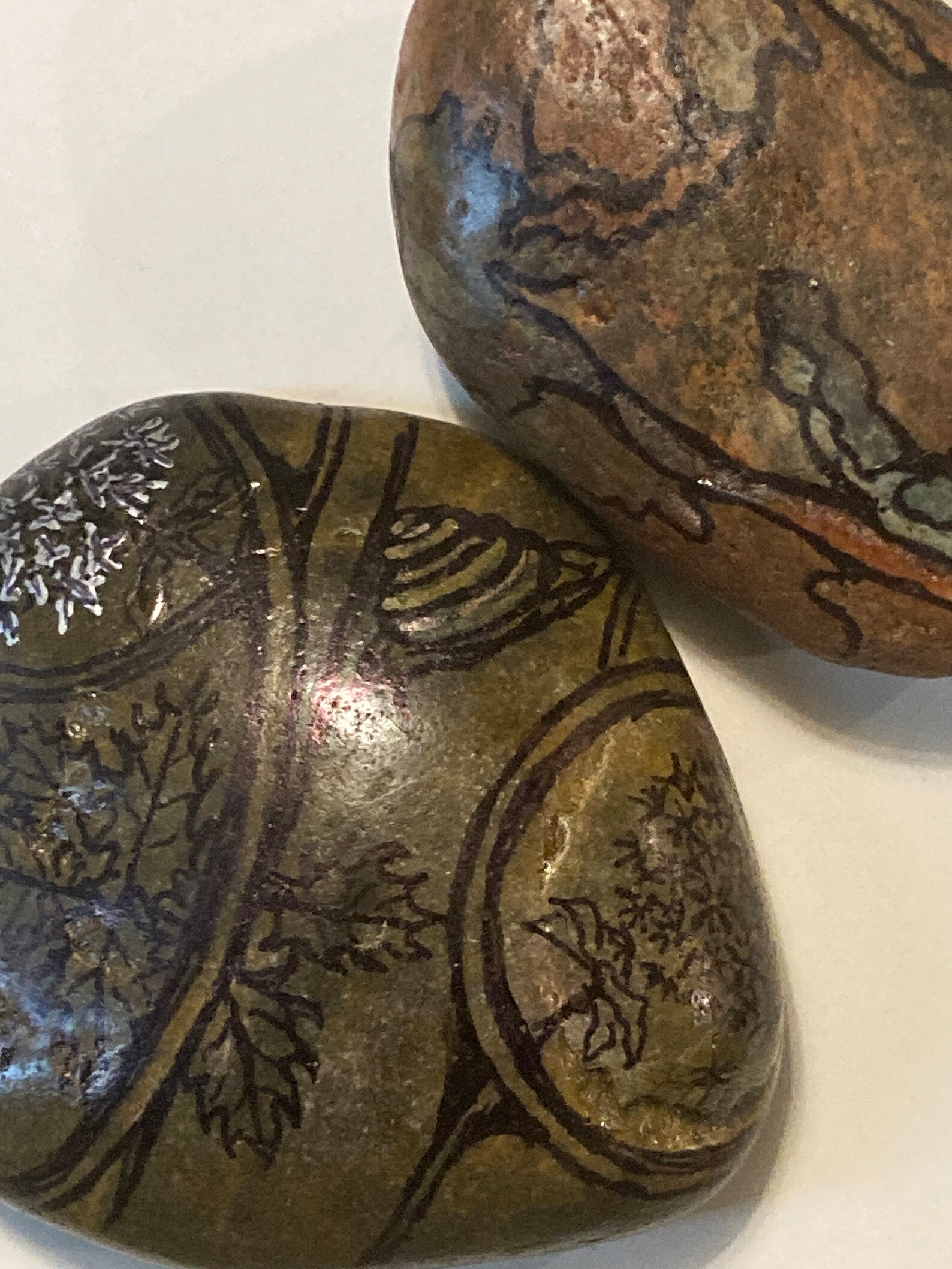 Set of 2: Dandelion and Beautiful Colors Rock Art. Rockart. Small ...