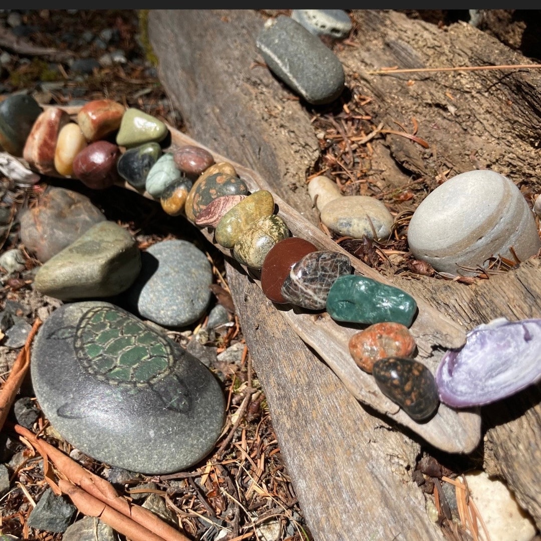 Whidbey Island Agate & Driftwood Tableau, Beach Stone Art - Etsy