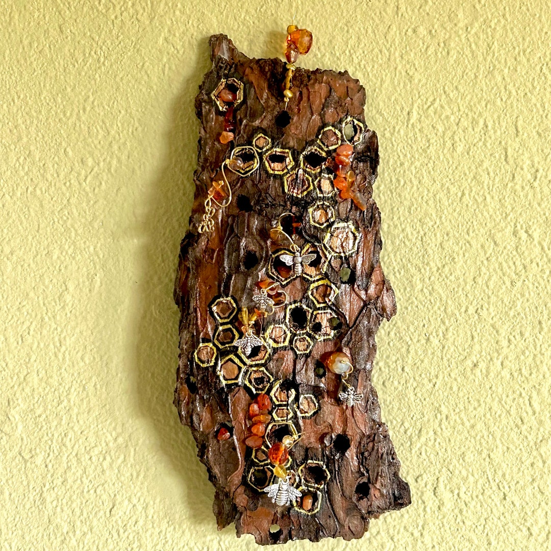 Beehive Art. Honeycomb Hanging. Honeybee Art on Wood. Original Handmade ...