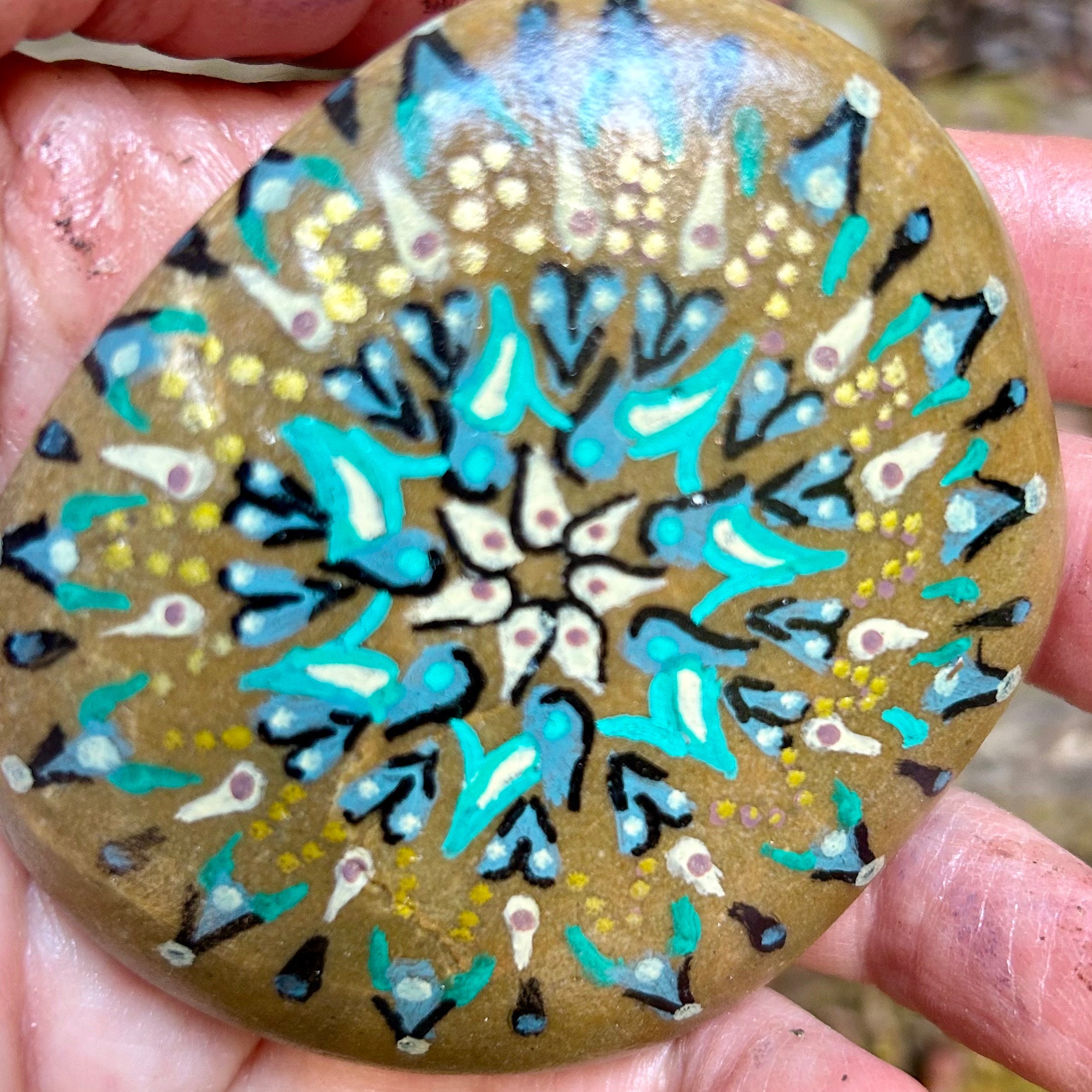 Original Abstract Art Work on Stone- Sold as a Set of 4. Mandals ...