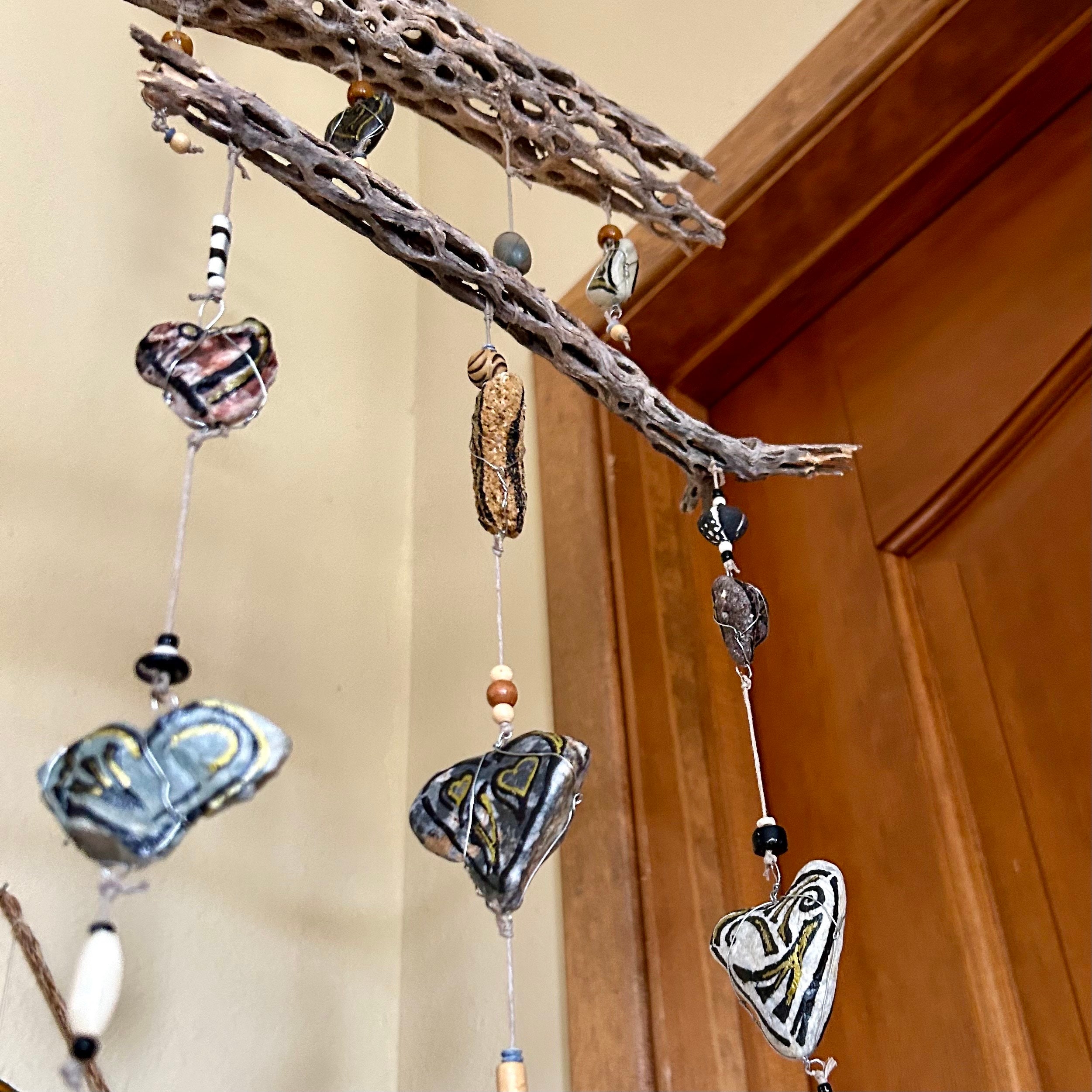 Hearts and Cholla Skeleton Mobile. Heart Rock Art. Whimsical Art Gift ...