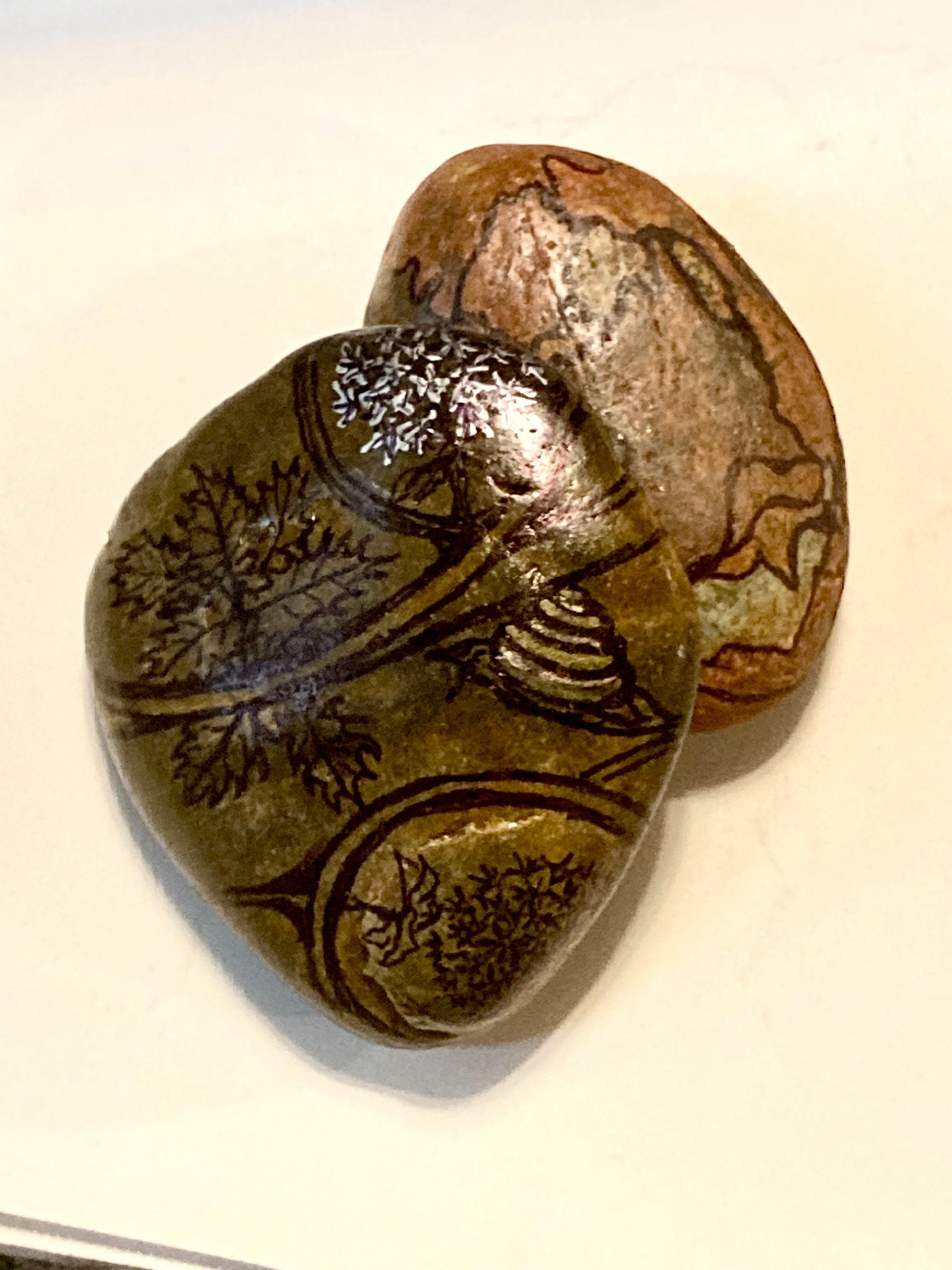 Set of 2: Dandelion and Beautiful Colors Rock Art. Rockart. Small ...