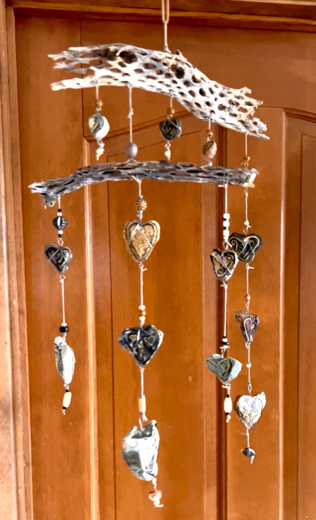 Hearts and Cholla Skeleton Mobile. Heart Rock Art. Whimsical Art Gift ...