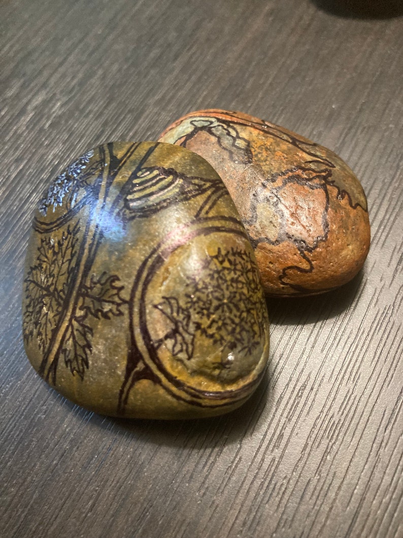 Set of 2: Dandelion and Beautiful Colors Rock Art. Rockart. Small ...