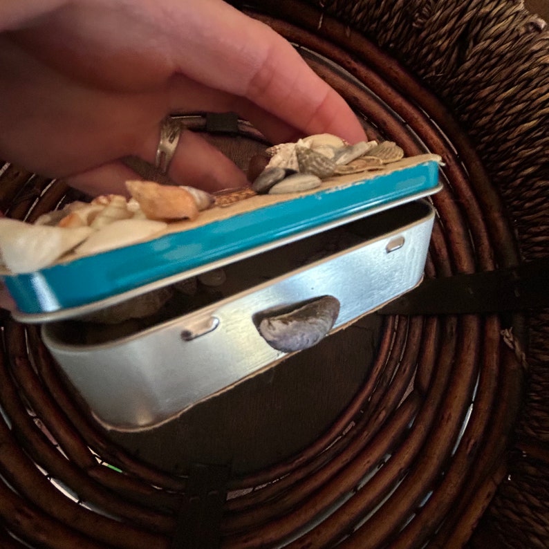 Shell and Octopus Beach-in-a-box. Upcycled Handmade Tin. Small Turtle ...