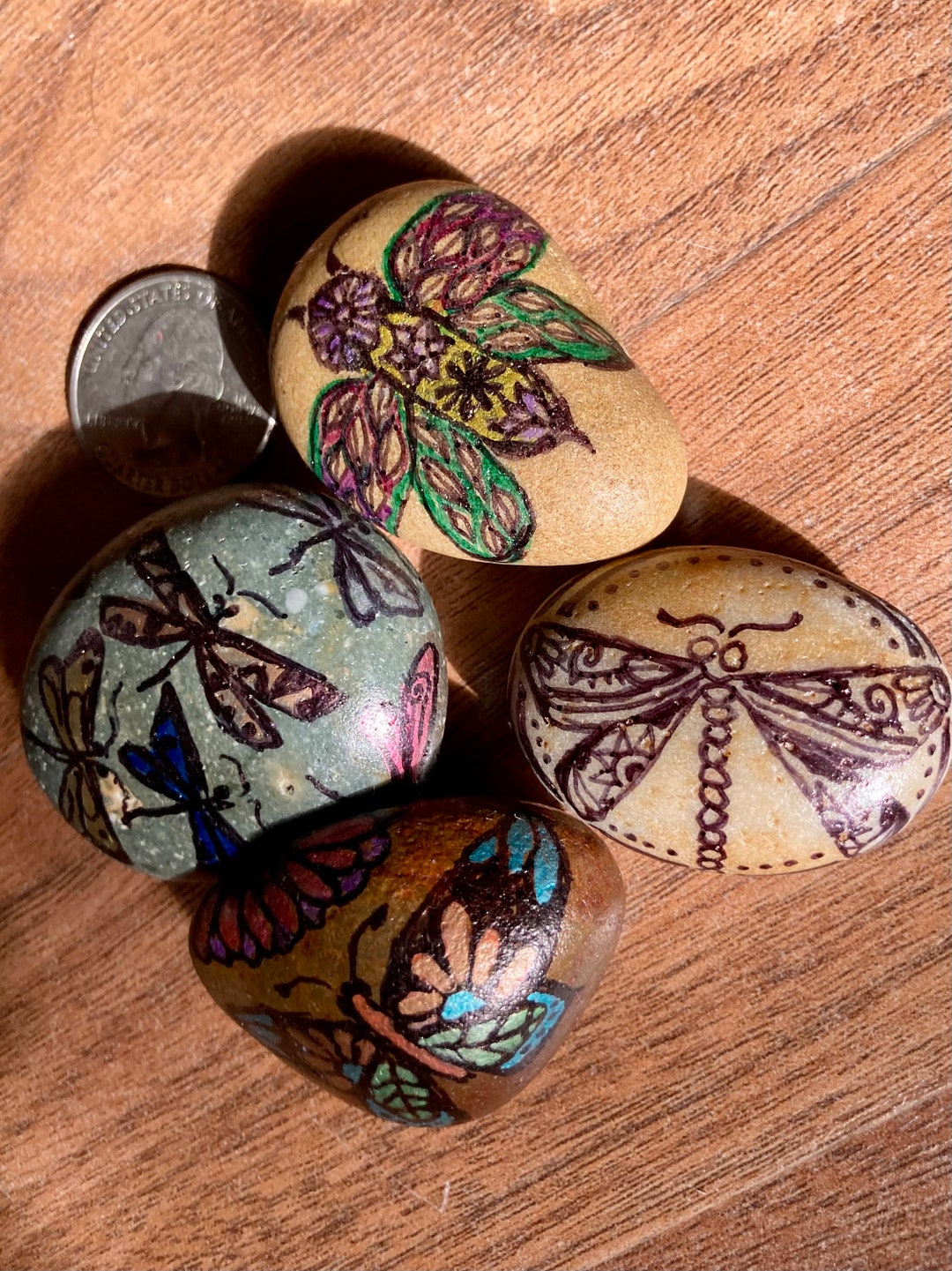 Dragonfly Rocks. Dragonfly Art on Stone. Original Handmade Dragonfly ...