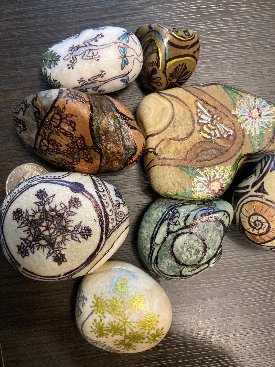 Choice of Rock Art Pair. Zentangle Rocks. Floral Art . Mandala - Etsy