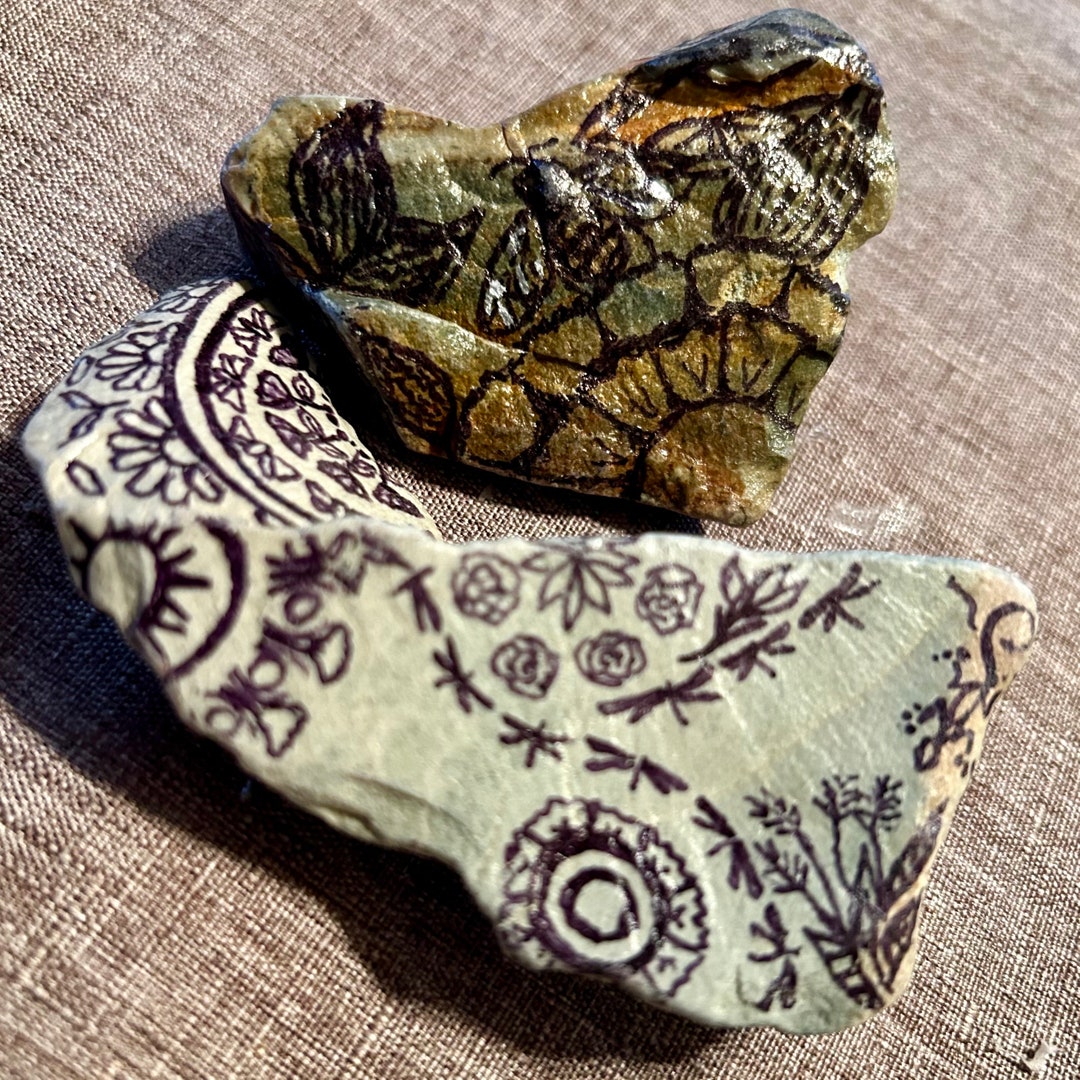 Set of 2: Mandala, Zentangle and Floral Art Painting on Rock. Rockart ...