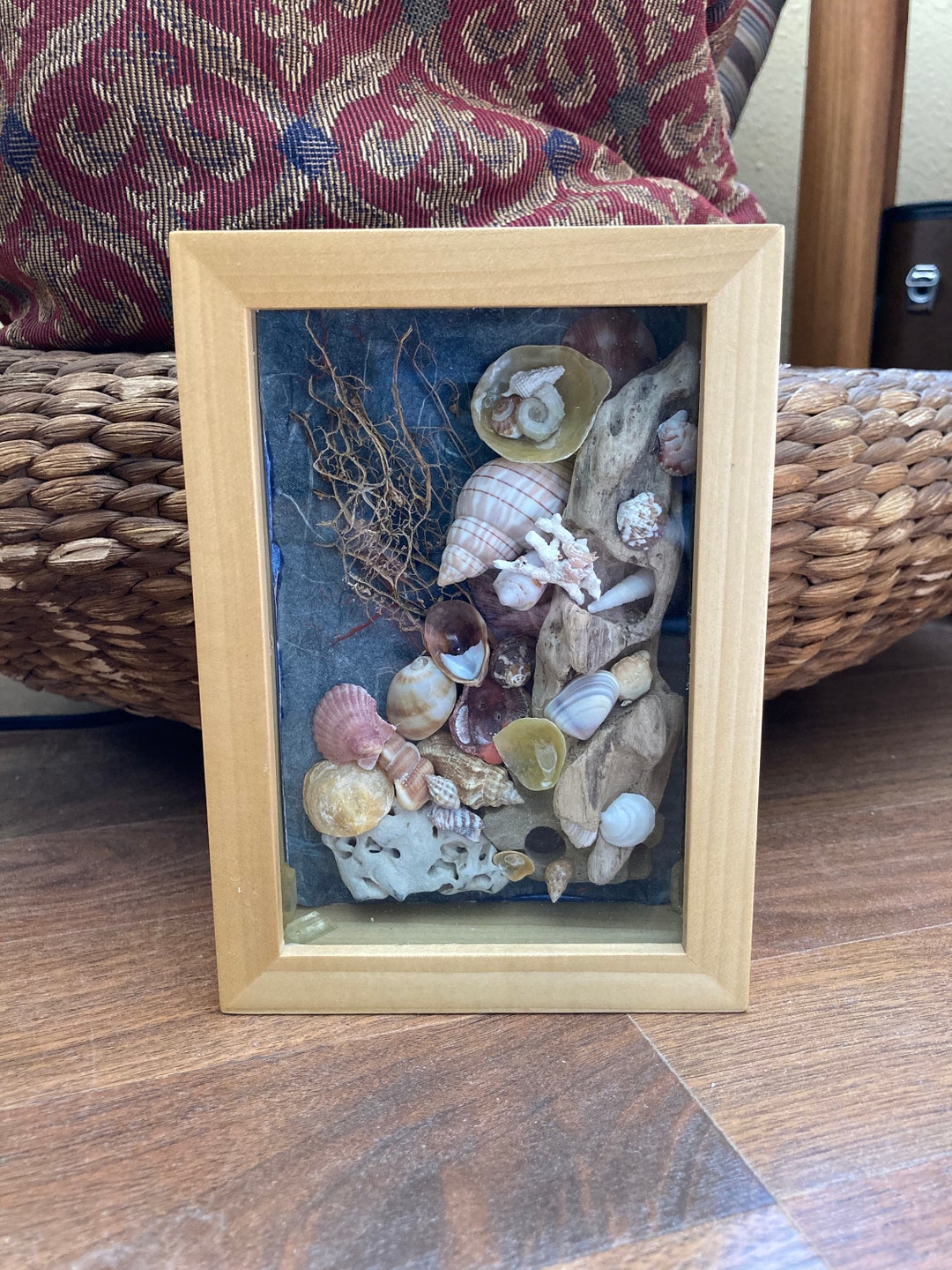 Shell Line. Framed Shell Art. Seashell Wall Hanging or Shelf Display ...