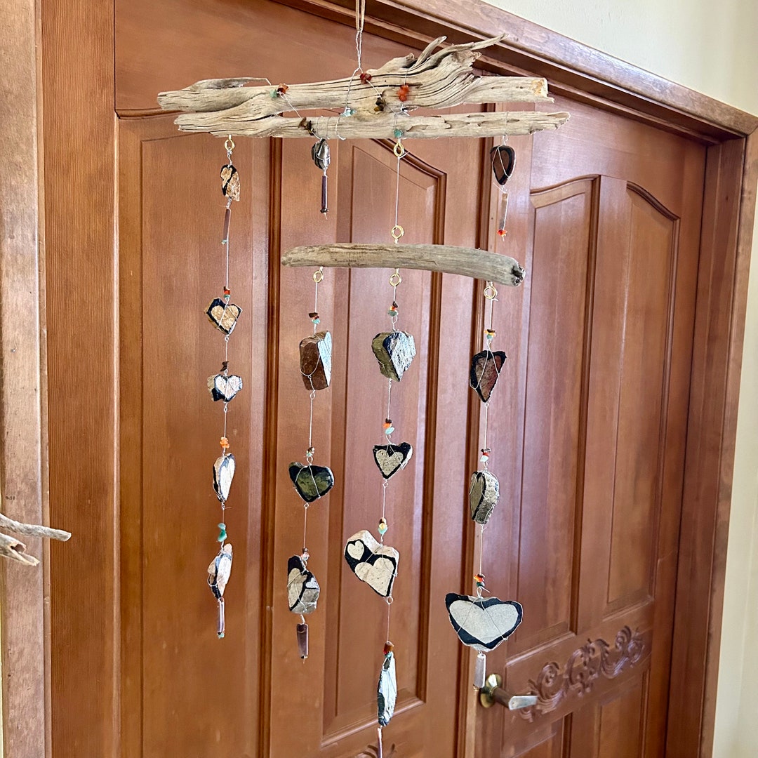 Hearts and Saguaro Skeleton Mobile. Heart Rock Art. Whimsical Art Gift ...