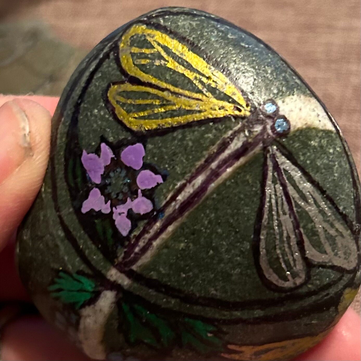 Rock Art Set of 3. Dragonfly and Butterfly Rockart. Painted Rock. Zen ...
