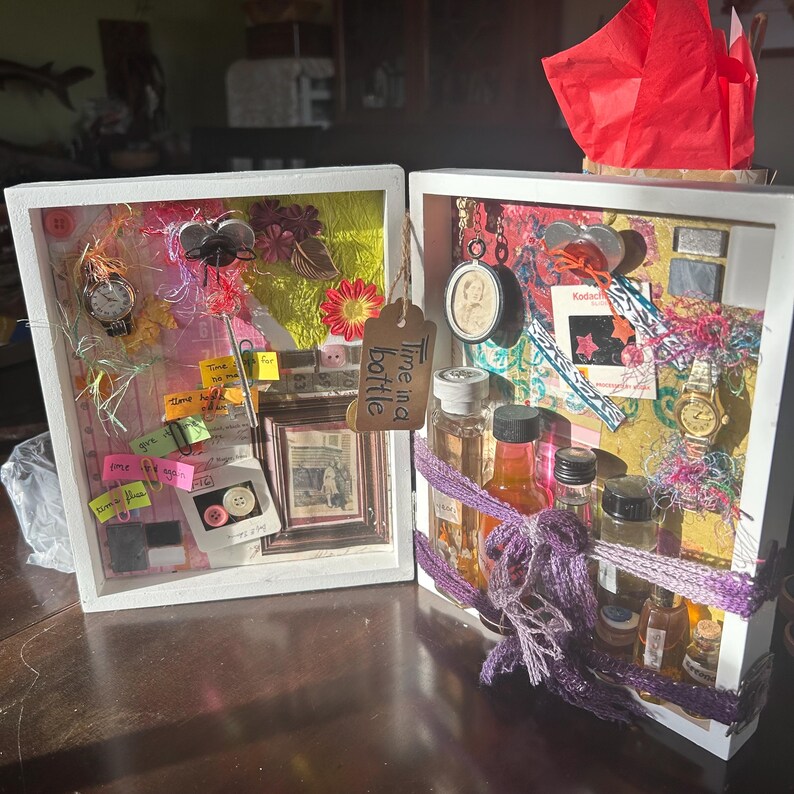 If I Could Save Time in a Bottle, Shadow Box Collage Art for Birthday ...
