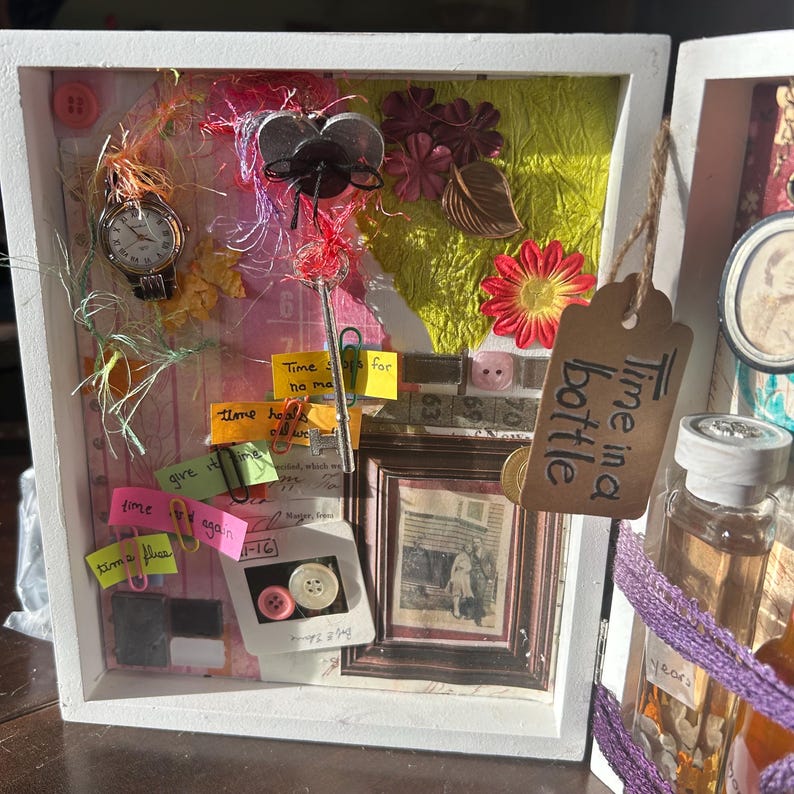 If I Could Save Time in a Bottle, Shadow Box Collage Art for Birthday ...