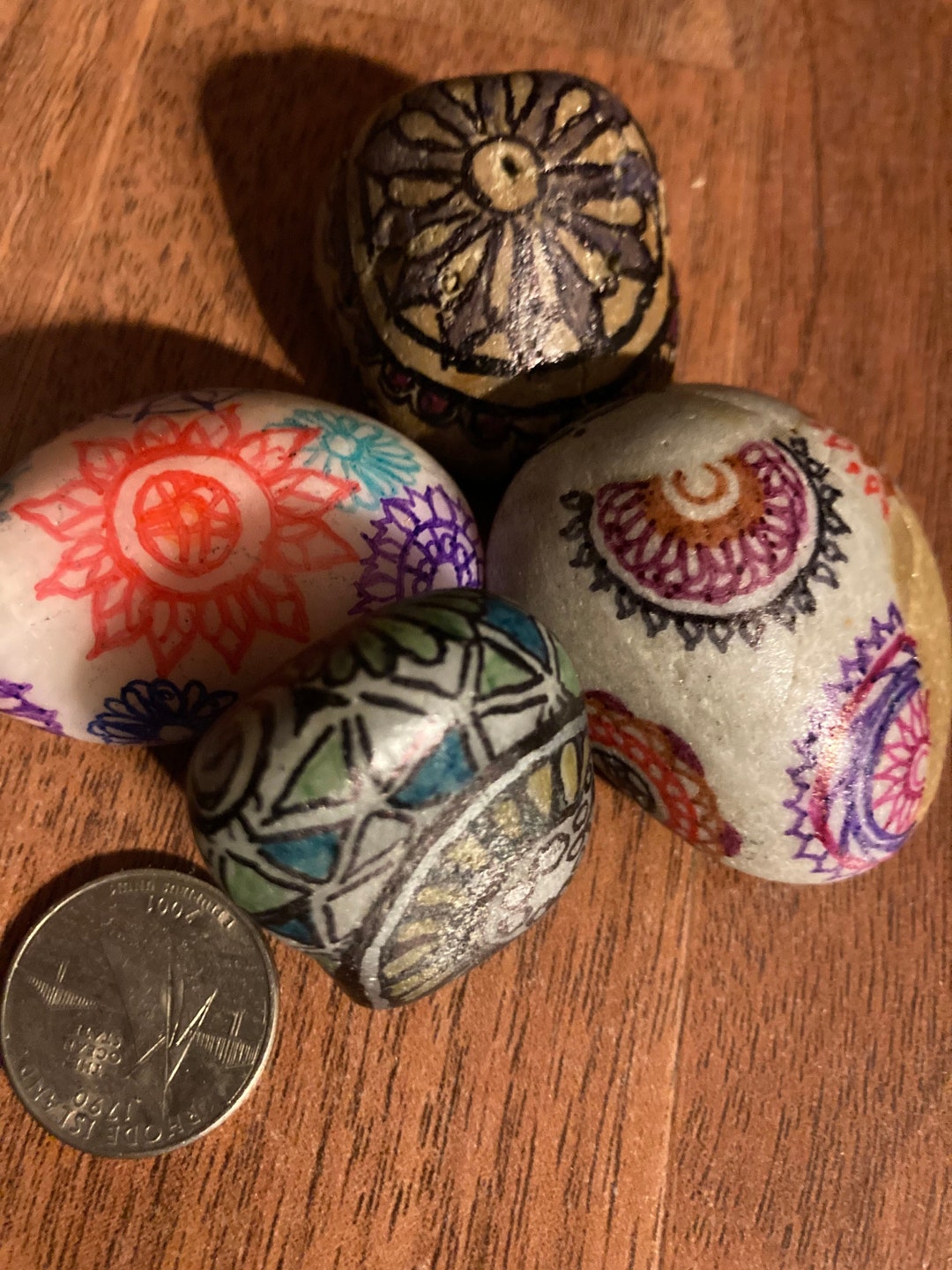 Mandala Rock Art. Unique Mandela Designs on Stone. One of a Kind Small ...