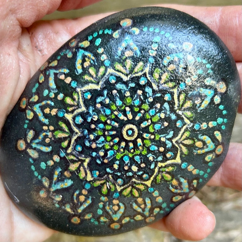 Original Abstract Art Work on Stone- Sold as a Set of 4. Mandals ...