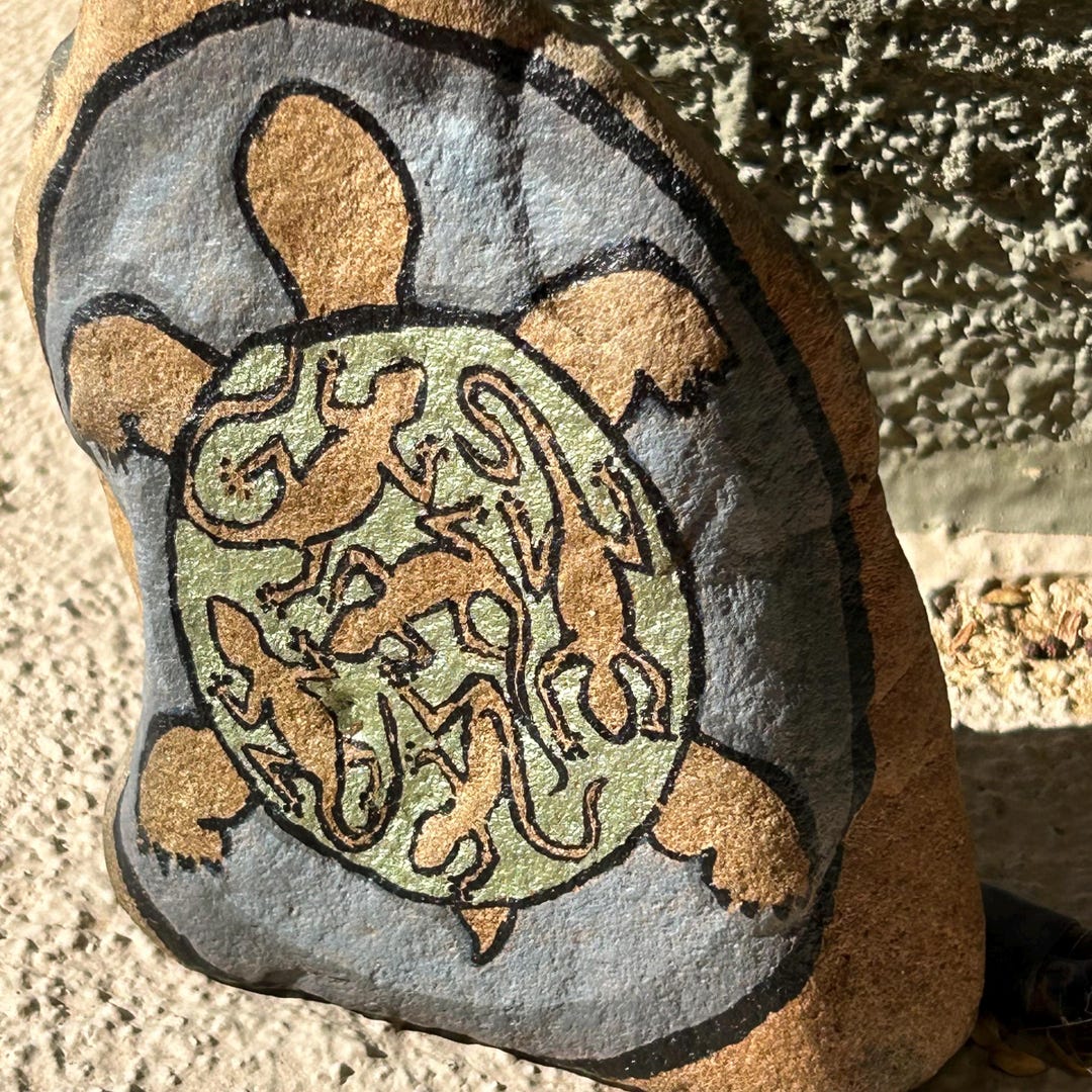 Large Hand-painted Turtle & Lizard Rock Art, Reptile Lover Gift - Etsy