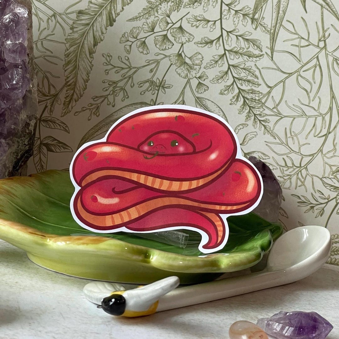Strawberry Snake Sticker | Cute | Laptop | Decal | Animal | Reptile ...