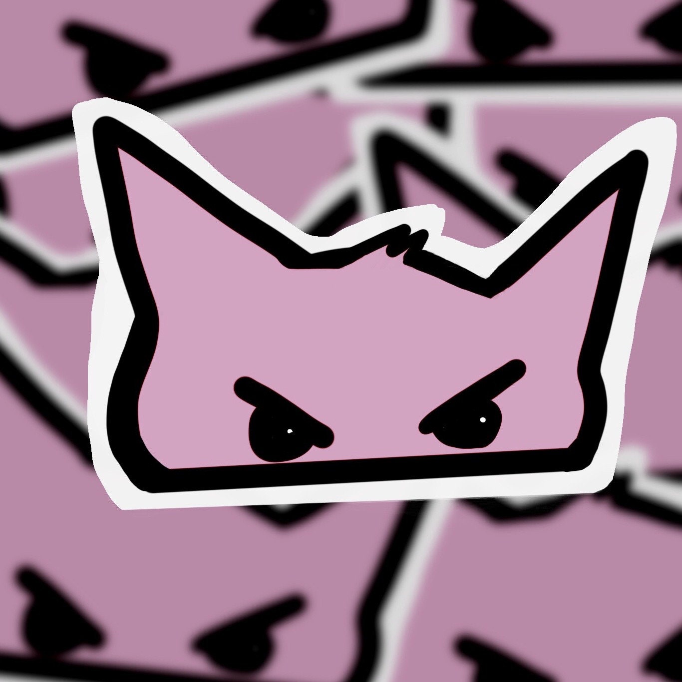 Angry Cat Sticker Pink | Etsy