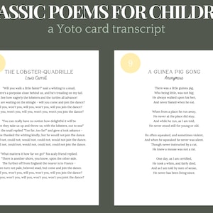 Classic Poems for Children Card for YOTO Audio Player Transcript ...