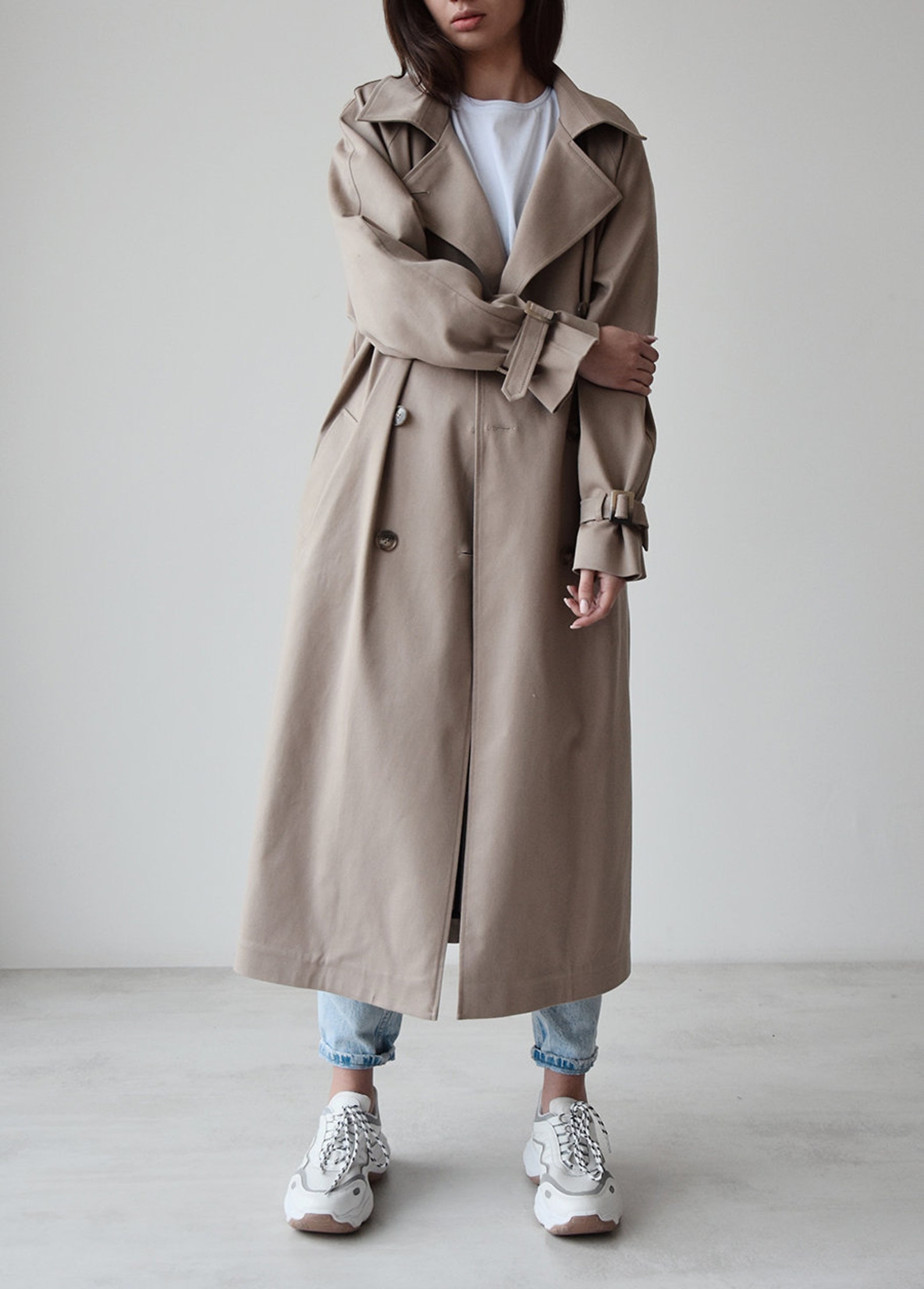 Beige Trench Coat for Women Beige Relaxed Trench Coat With - Etsy