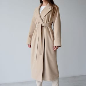 Wool Wrap Coat Wool Beige Coat for Women Warm Overcoat - Etsy