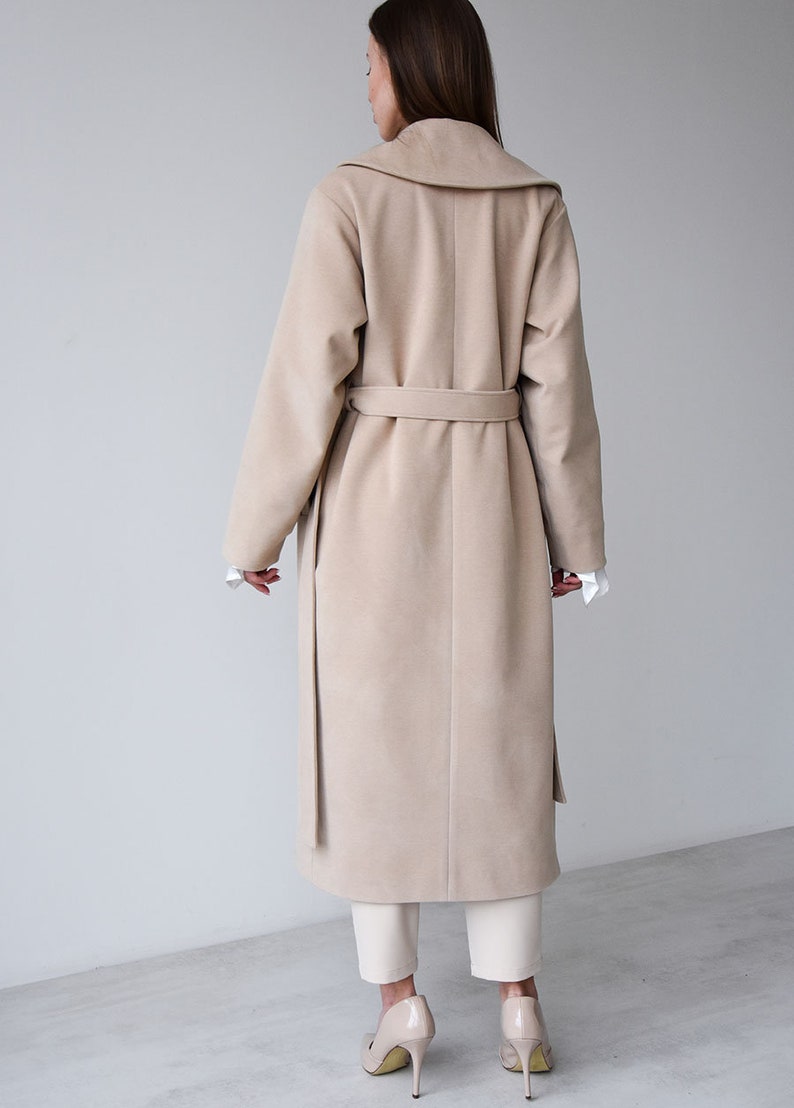 Wool Wrap Coat Wool Beige Coat for Women Warm Overcoat - Etsy