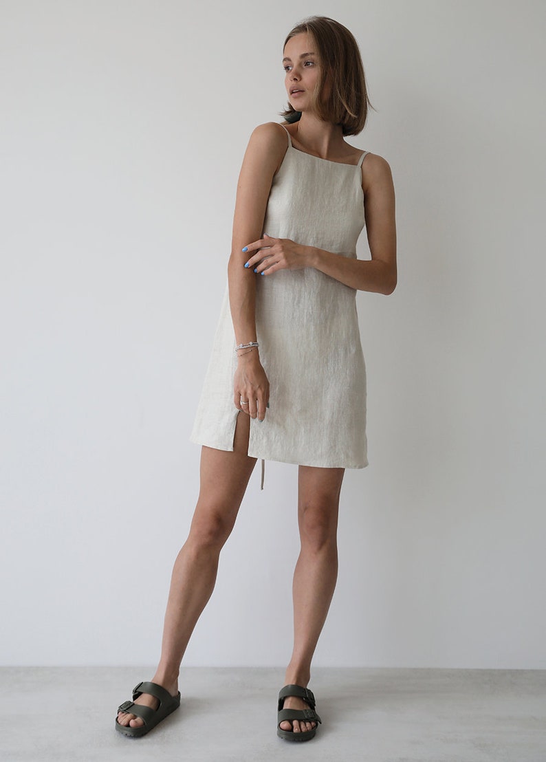Linen Slip Dress Summer Mini Dress for Women Open Back Linen - Etsy