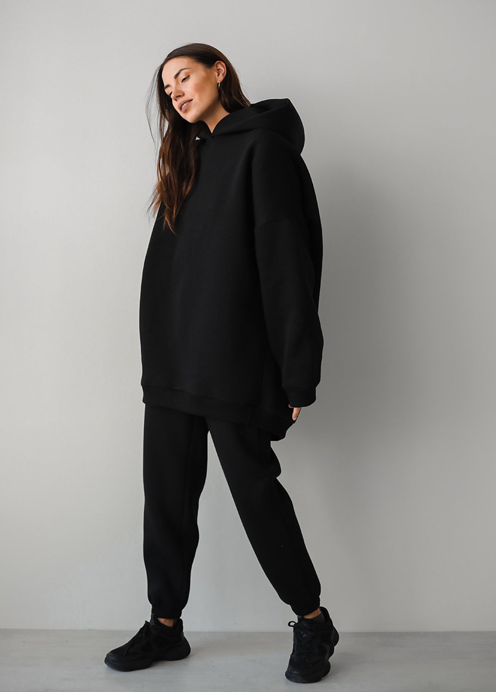Black Oversized Hoodie for Women Long Hoodie Unisex Black - Etsy