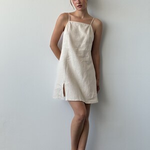 Beige Linen Dress, Linen Backless Dress, Summer Mini Dress for Women ...
