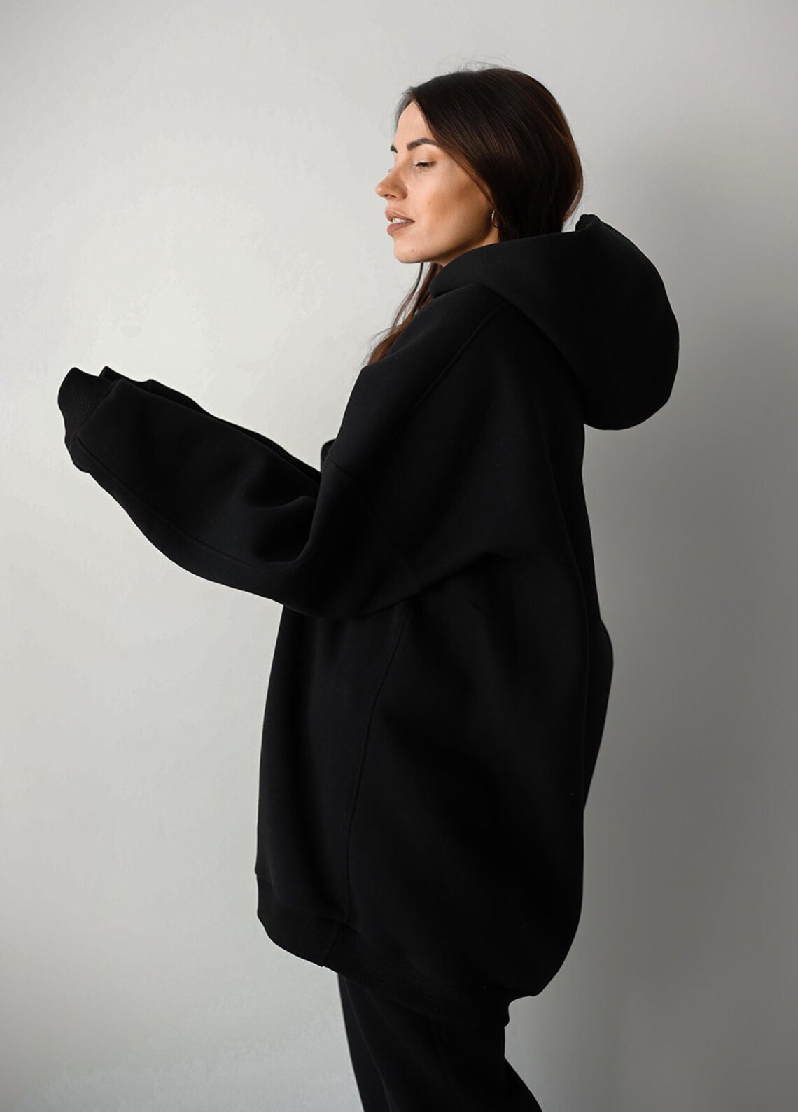 Black Oversized Hoodie for Women Long Hoodie Unisex Black - Etsy
