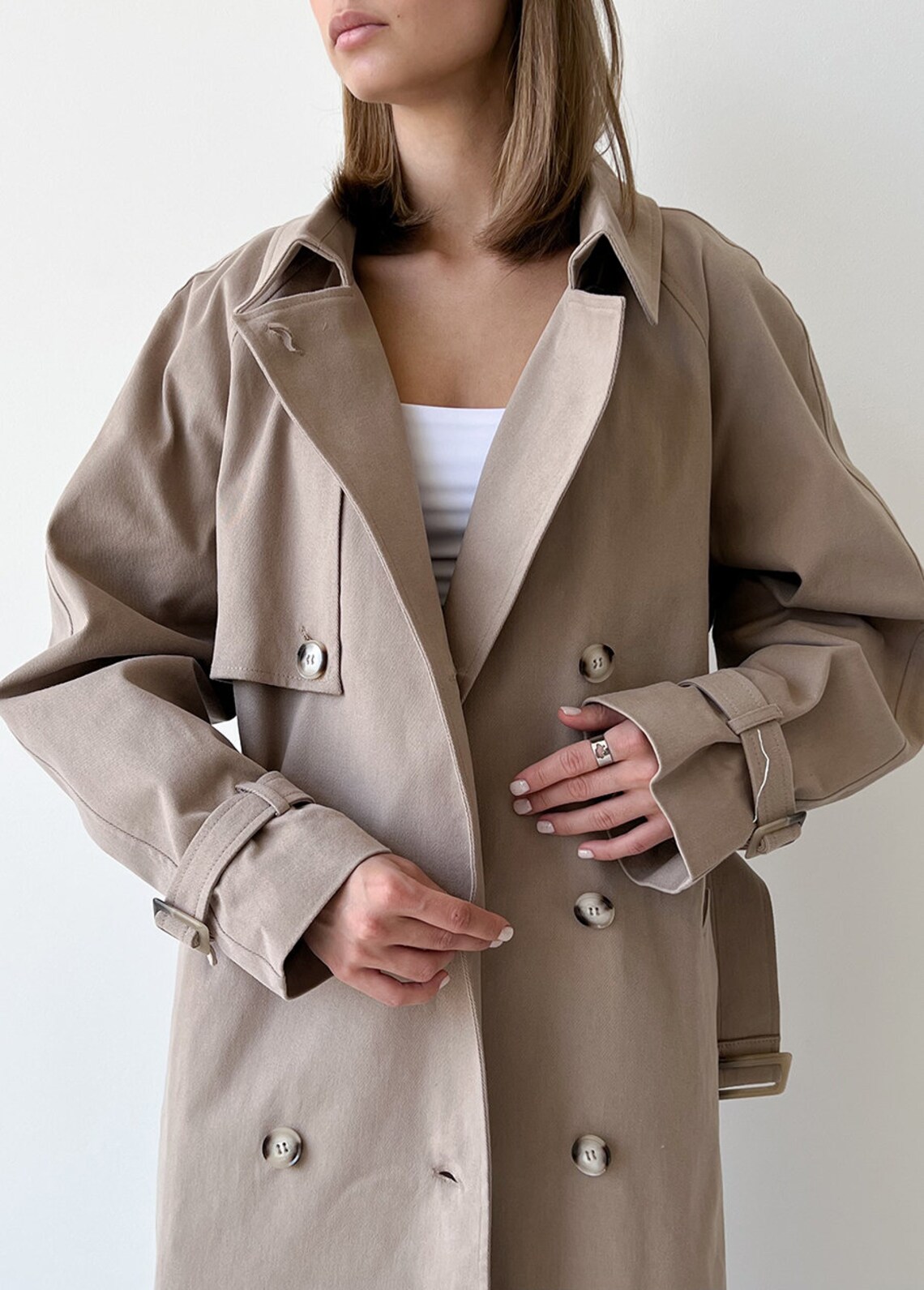 Beige Trench Coat for Women Beige Relaxed Trench Coat With - Etsy