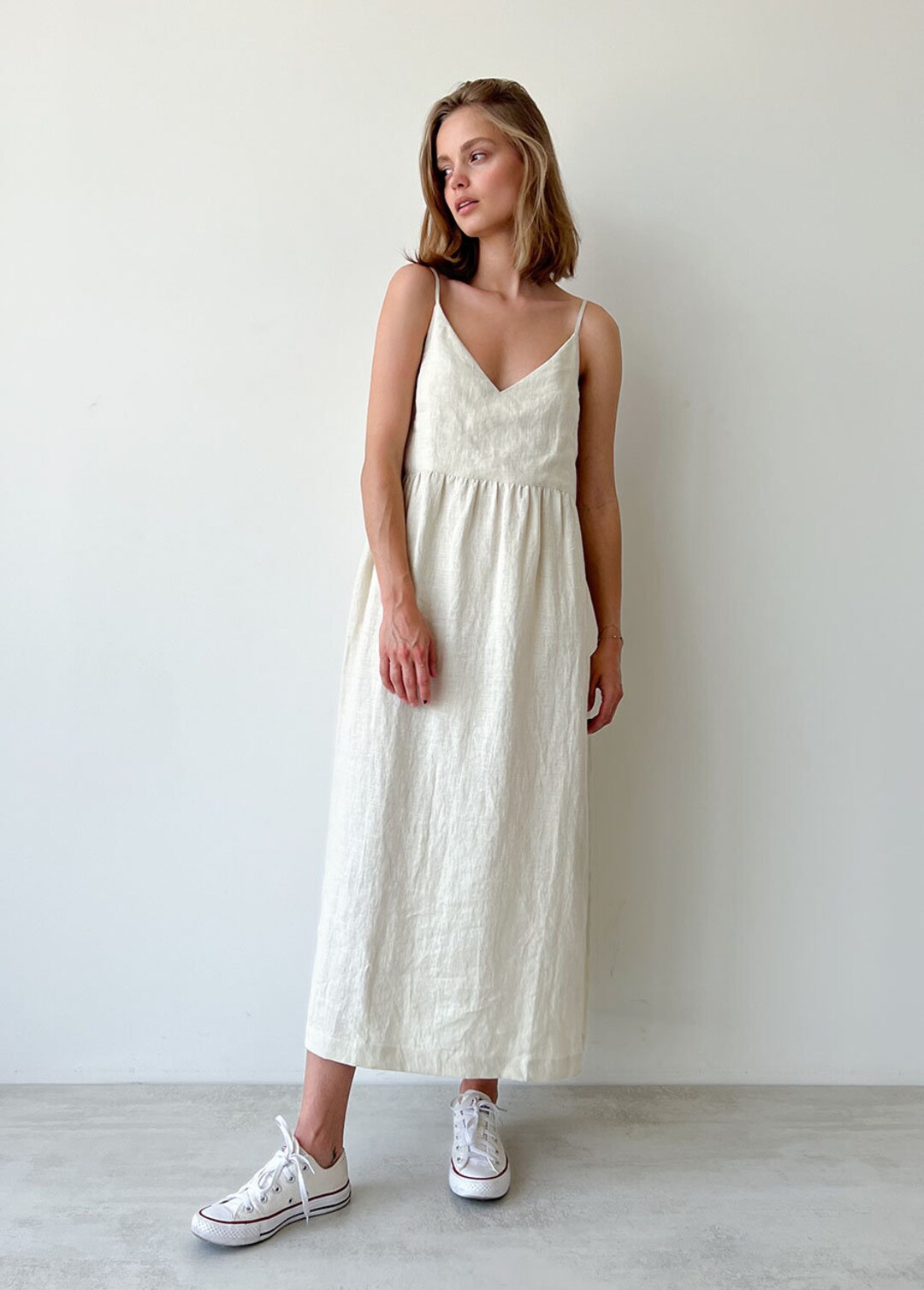 Linen Sundress Beach Linen Dress Beige Dress Linen Strap - Etsy Hong Kong
