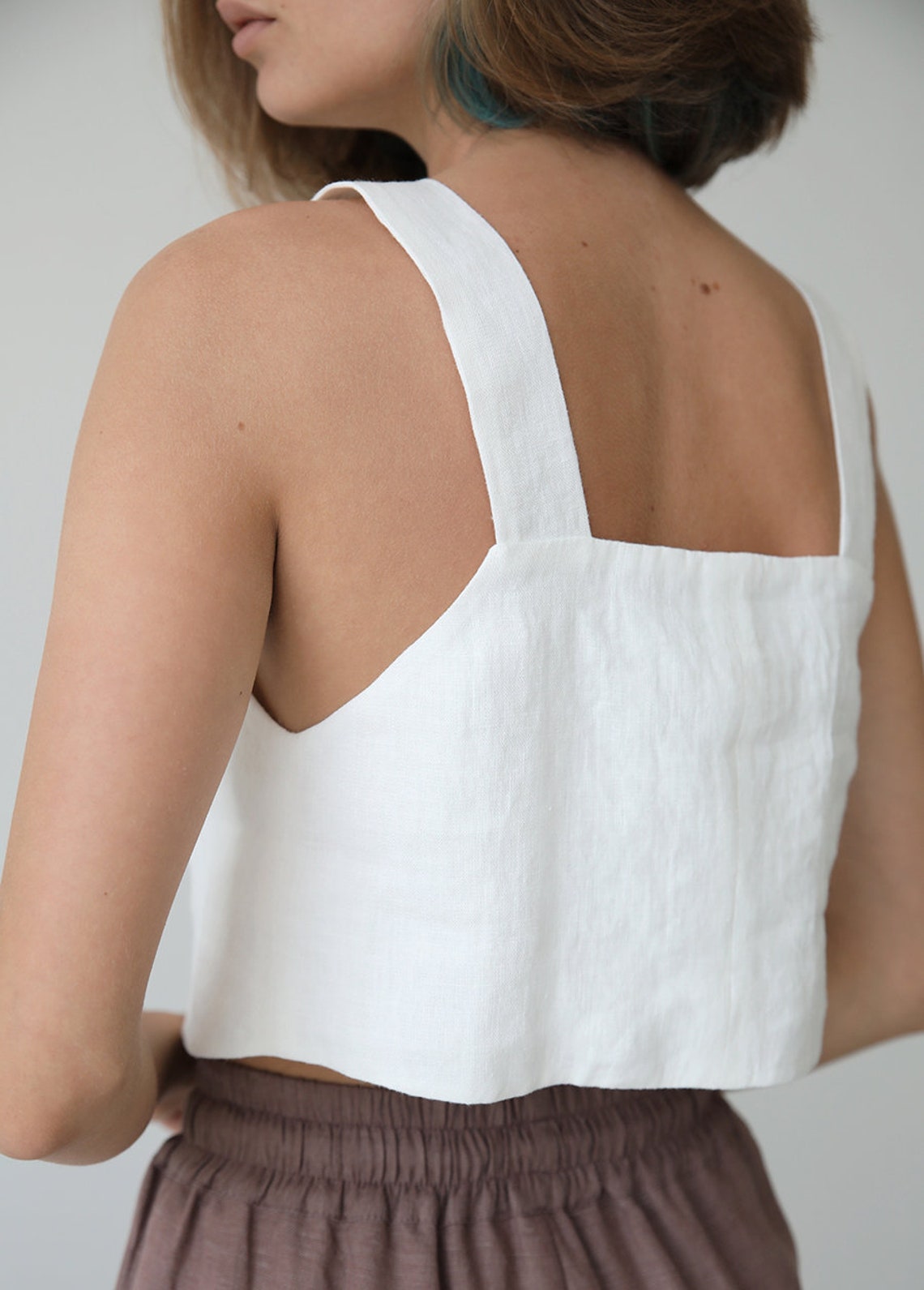 White Linen Top For Women Linen Crop Top Linen Tank Top Etsy