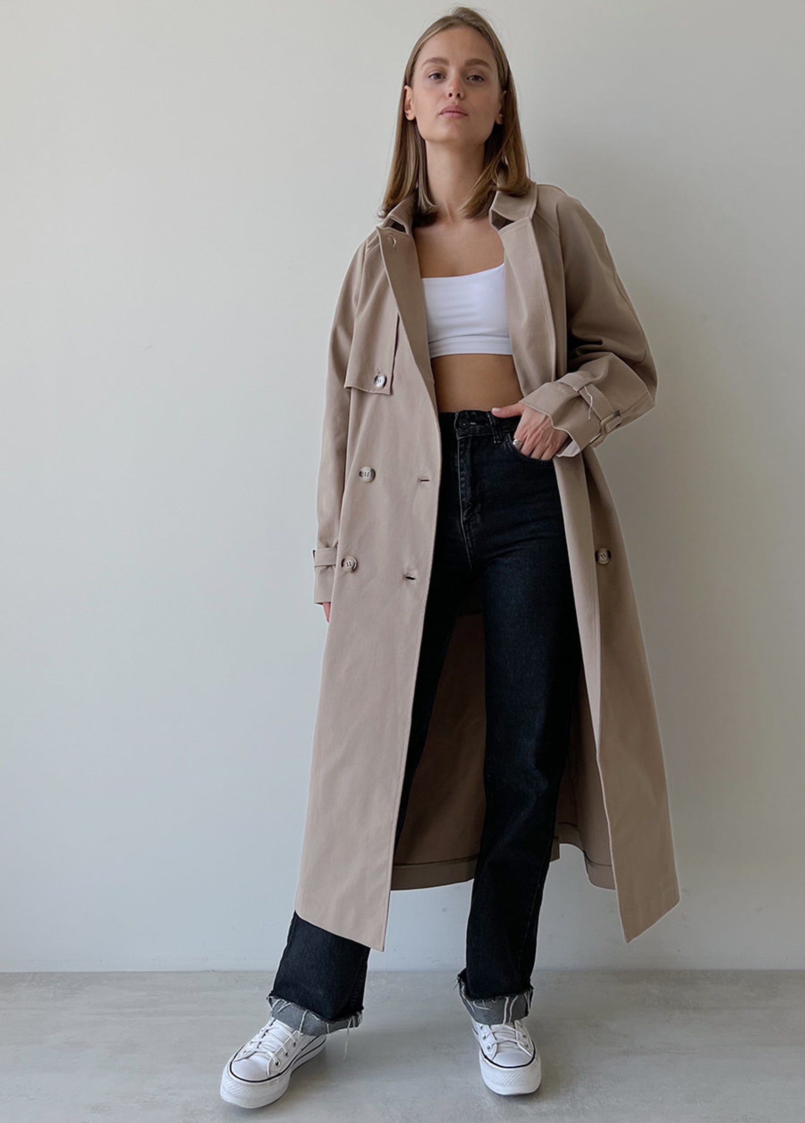 Beige Trench Coat for Women Beige Relaxed Trench Coat With - Etsy