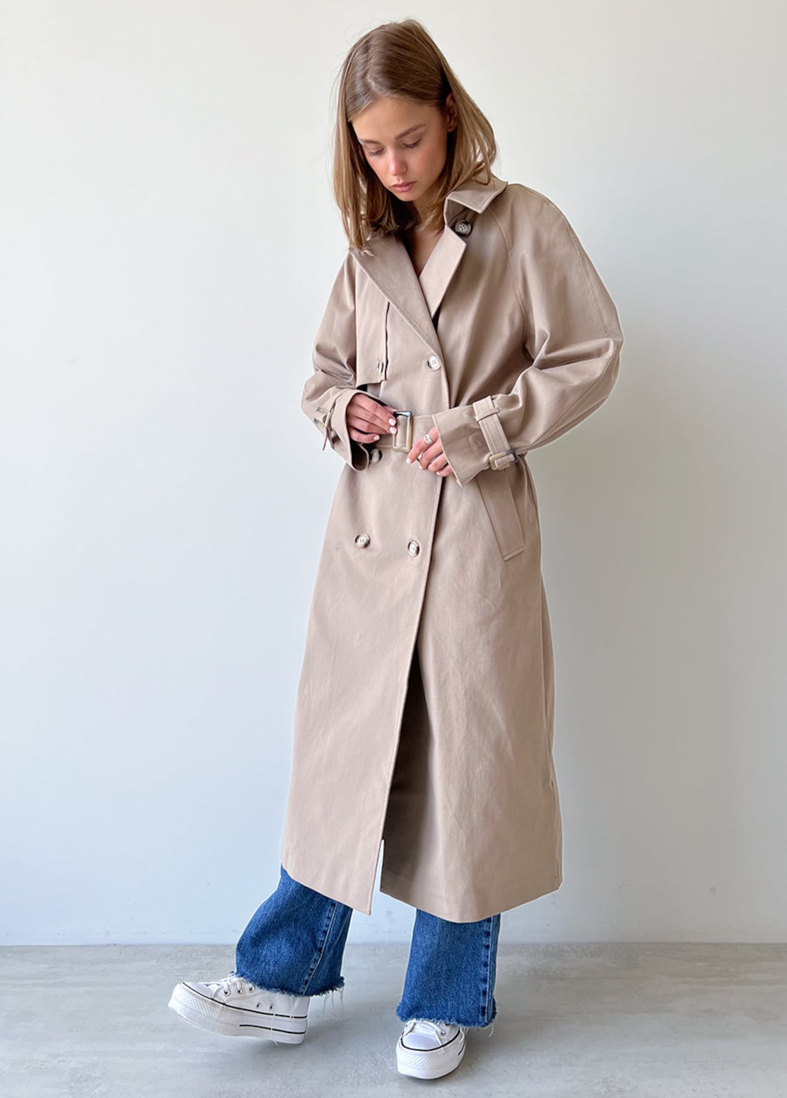 Beige Trench Coat for Women Beige Relaxed Trench Coat With - Etsy