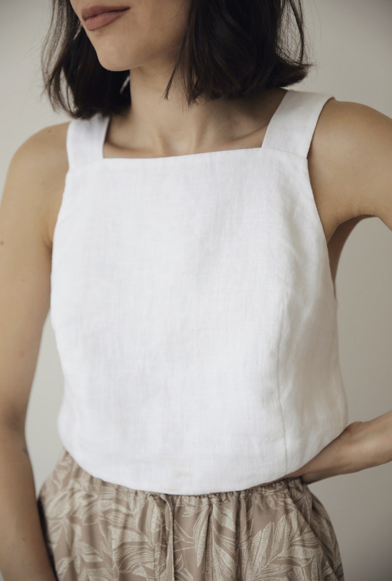 White Linen Top for Women Linen Crop Top Linen Tank Top - Etsy