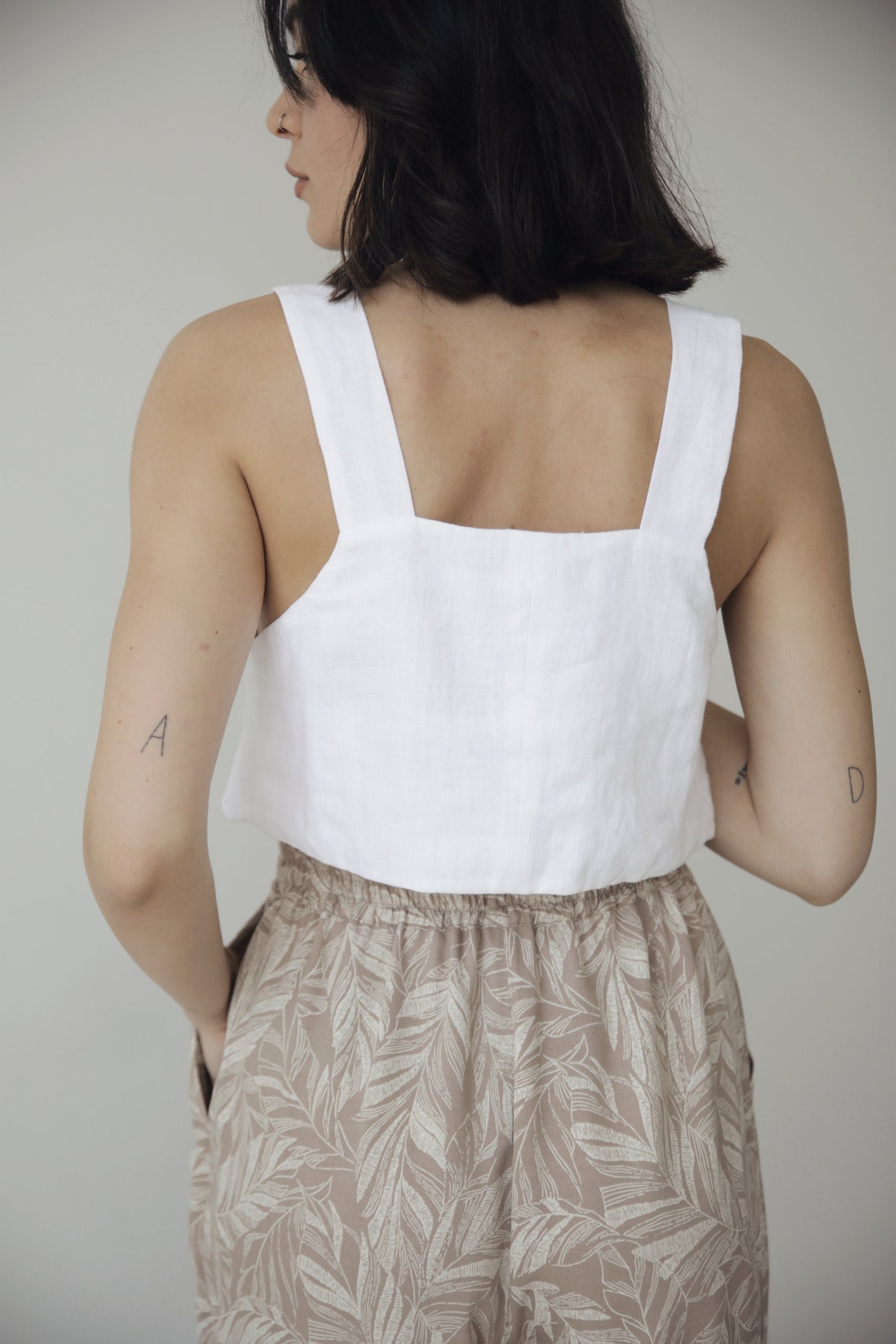 White Linen Top for Women Linen Crop Top Linen Tank Top - Etsy