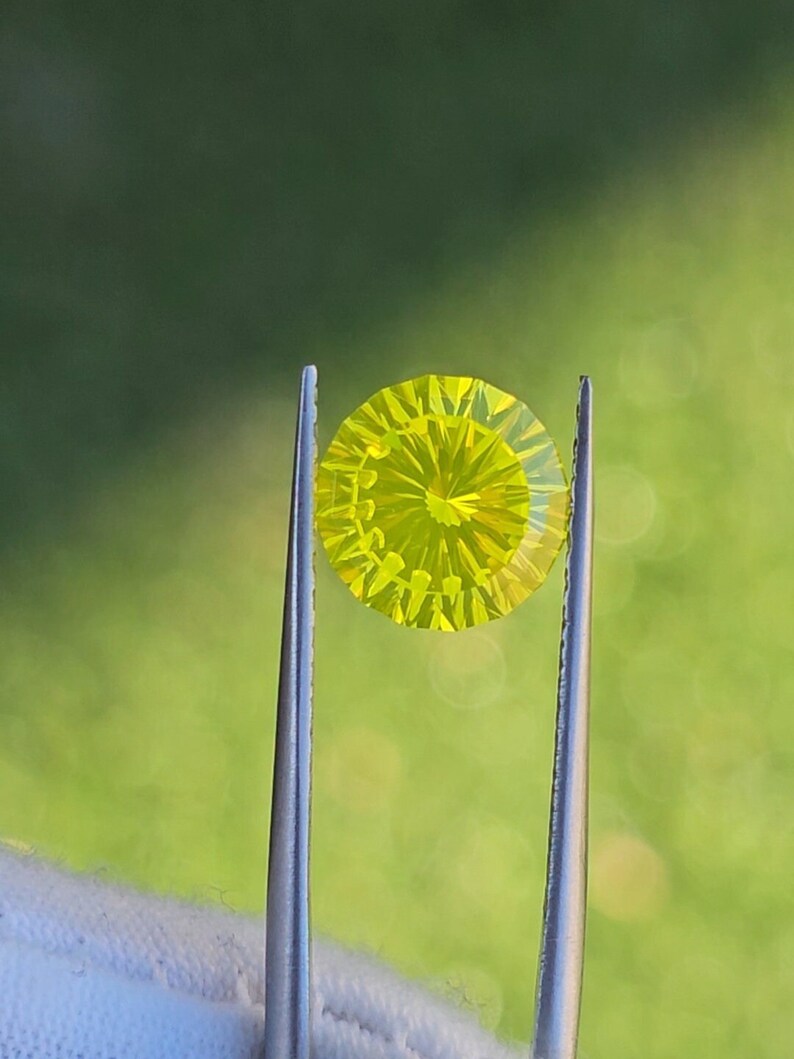 4.27 Ct. Sun-fire Cut Yellow YAG Fantasy/concave Cut Yttrium Aluminum ...