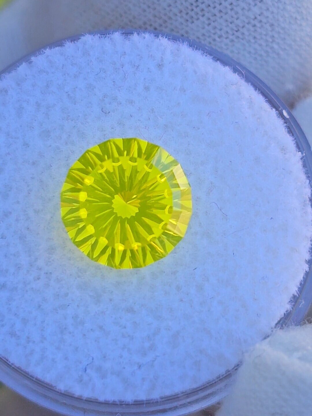 4.27 Ct. Sun-fire Cut Yellow YAG Fantasy/concave Cut Yttrium Aluminum ...